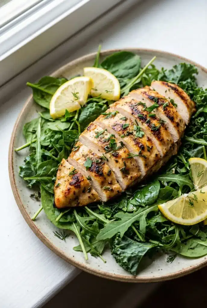 Quick & Healthy Grilled Chicken Breast with Fresh Greens - Scarlet Recipes
